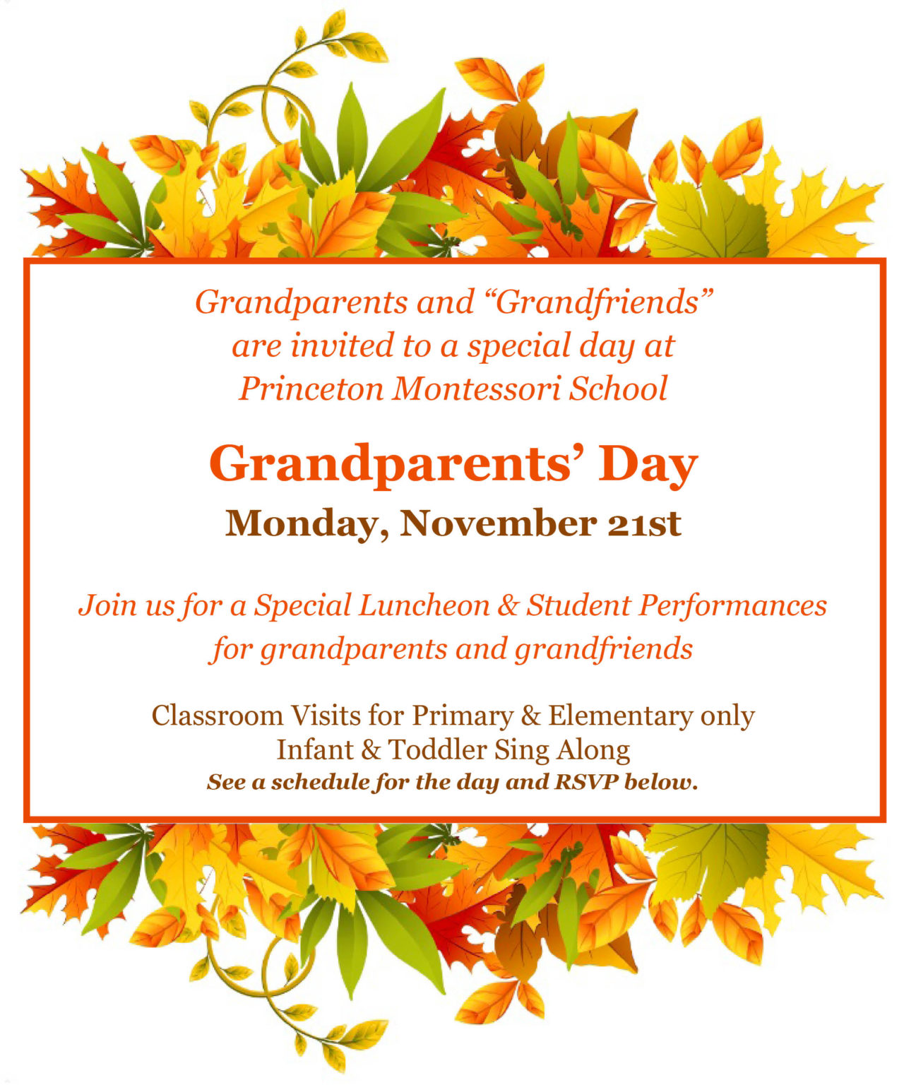 Grandparents & “Grandfriends” Are Invited - Princeton Montessori School